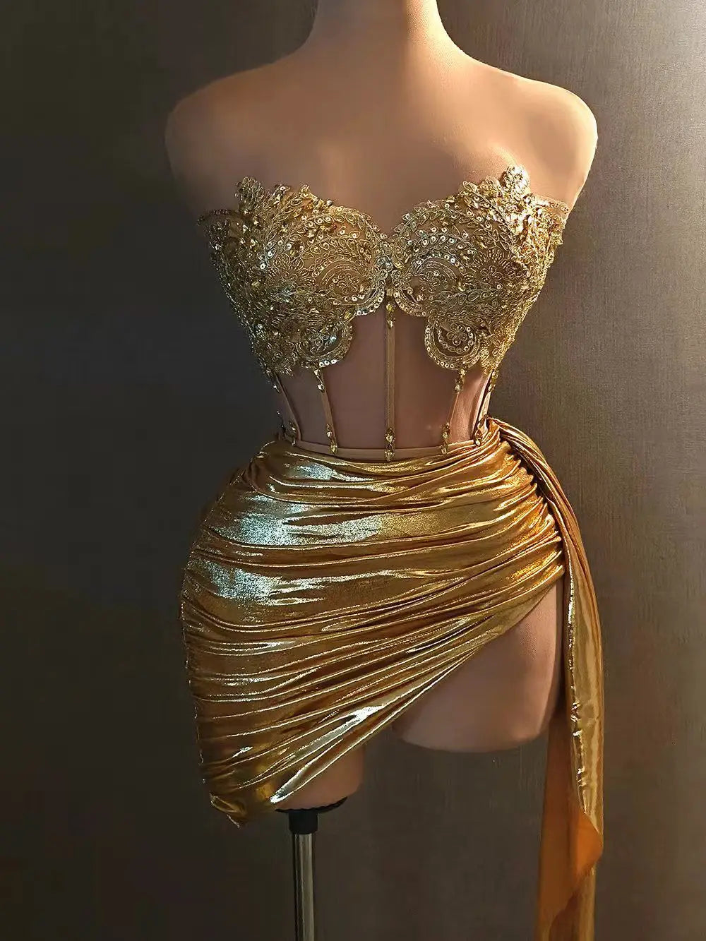 Luxury Crystal Stain See Through Dress Beauties Bounties